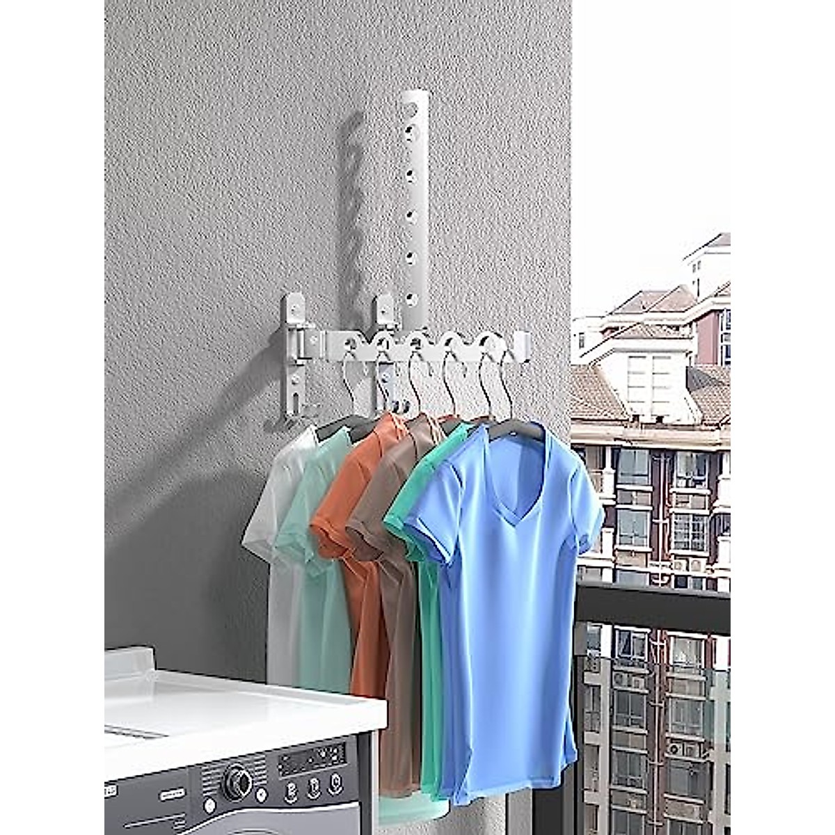 Dr.DJ Wall Hanger for Clothes, Coat Hanger Wall Mounted Silver Retractable Clothes Drying Organizer Rack Garment Hooks Aluminium Folding Indoor Wall Wall Hanger Space Save (2 Racks)