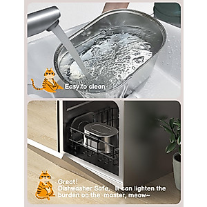 Stainless Steel Cat Water Fountain: 108oz/3,2L Pet Water Fountain with 8 Carbon Filter + 8 Sponge - Cat Fountains for Drinking Dishwasher Safe Design - SOOFPET