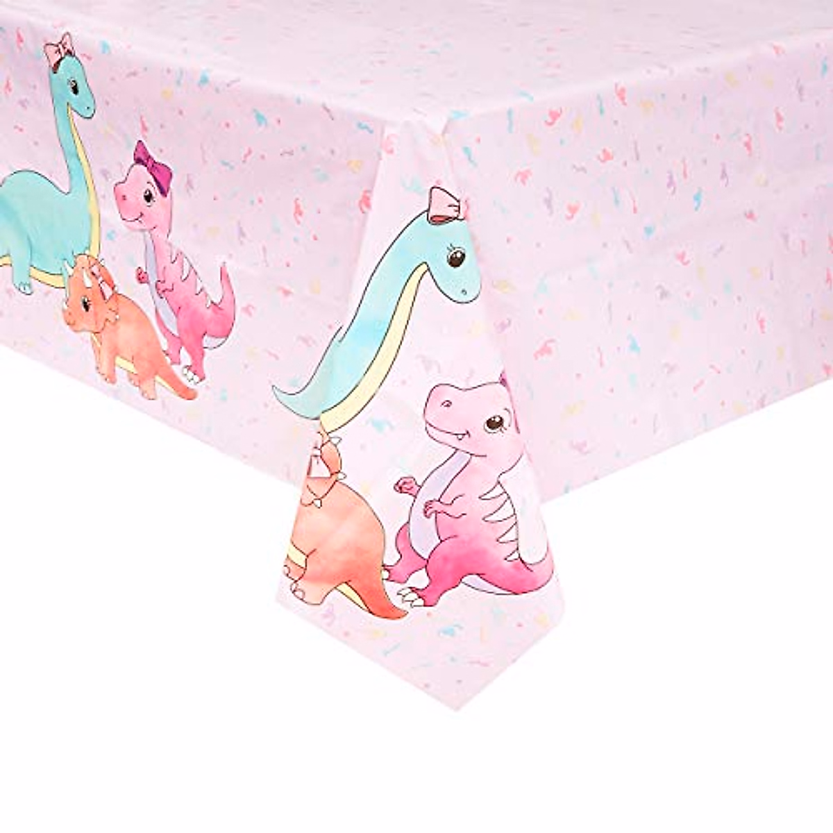 BLUE PANDA Pink Dinosaur Party Decorations for Girl's Birthdays, Plastic Tablecloth (54 x 108 in, 3 Pack)