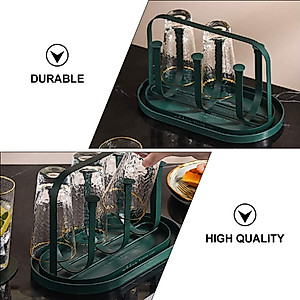 Cabilock 1 Set Cup Storage Rack Coffee Mug Display Mug Holder Tree Organizer Silverware Tray Metal Bottle Drying Organizer Cup Drainer Rack Tea Cup Rack Stand Iron Bracket with Tray
