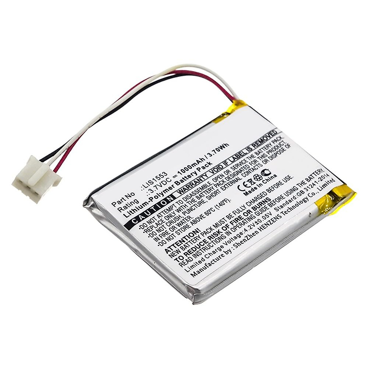 Synergy Digital Wireless Headset Battery, Compatible with Sony WH-CH700N Wireless Headset, (Li-Pol, 3.7, 1000mAh) Ultra High Capacity, Replacement for Sony LIS1553, LIS1553(SY6) Battery