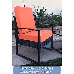 CozyLounge Indoor Outdoor Water Repellent High UV Resistant Patio Chair Cushion Cover (22"x20"x4" (4 Covers), Sunkissed Orange)