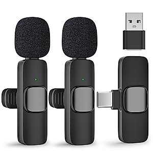 KMAG Mini Wireless Lavalier Microphones for iPhone 15 Android Phone Laptop Computer USB C Small Wireless Microphone for Video Recording Vlogging TikTok YouTube with an Extra USB Adapter