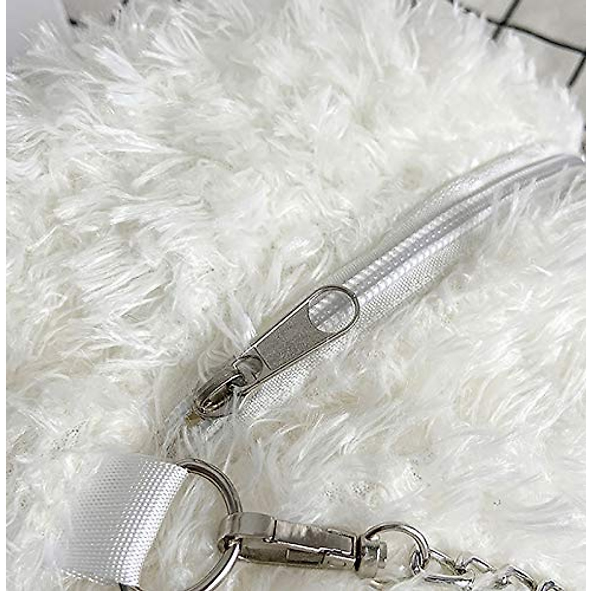 QZUnique Animal Shaped Handbag Women's Faux Fur Crossbody Bag Plush Wallet Purse Chain Shoulder Bag