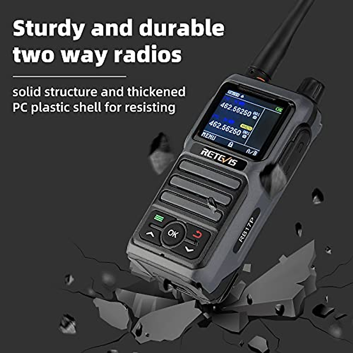 Retevis RB17P GMRS Handheld Radio,30 CH Long Range Walkie Talkie for Adults,SOS Siren,NOAA Weather Receiver Scan,2200mAh Rechargeable Two Way Radios for Off Road Camping Hiking (2 Pack)