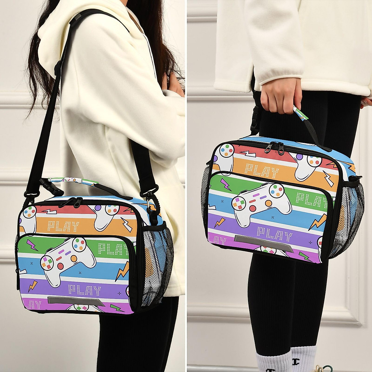 VIGTRO Game Controller Console Lunch Bag, Insulated Leakproof Lunch Box with Adjustable Shoulder Strap, Joystick Gamepad Reusable Cooler Tote Bag for Work,Office,Picnic,Travel