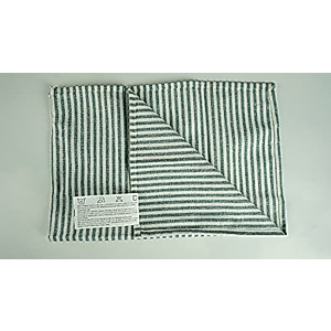 INFEI Plain Striped Cotton Linen Blended Dinner Cloth Napkins - Set of 12 (40 x 30 cm) - for Events & Home Use (Ocean)