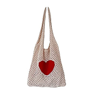 Women's Handbags Hobo Bags Knit Bags Mesh Tote Bags Hollow Shoulder Bags Shopping Bags(apricot)