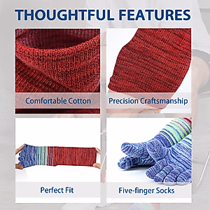 TikMox Crew Toe Sock, Cotton stocking, Arch Support, Five-Toe Design for Sports Enthusiasts for Men & Women(6pairs)