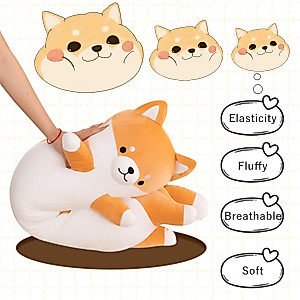 Rexinc 27.64'' Shiba Inu Plush Dog Stuffed Animals Long Dog Plush Pillow Toy Cute Cartoon Soft Sleeping Body Pillow for Kids Adults