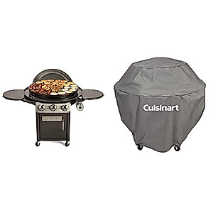 Cuisinart CGG-999 30-Inch Round Flat Top Surface 360° XL Griddle Outdoor Cooking Station & CGWM-057 XL 360° Griddle Cover,Grey