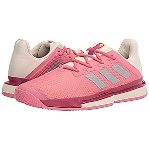 adidas Women's Solematch Bounce Tennis Shoe, Hazy Rose/Silver Metallic/Acid Orange, 11