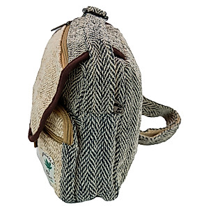 Zen Canyon Natural Hemp Herringbone Cross Body Purse Multipurpose Shoulder Bag, 8 x 8 Inches (Dark Brown)