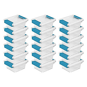 Sterilite Plastic Miniature Clip Storage Box Container with Latching Lid for Home, Office, Workspace, and Utility Space Organization, 18 Pack
