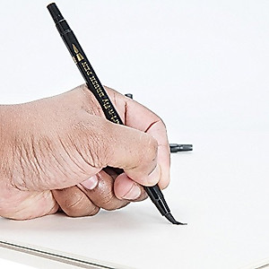 Art-n-Fly 2 Pack Dual Tip Black Brush Pens for Lettering Calligraphy Pen. Fine and Large Black Brush Marker for Drawing