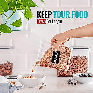 sengenegel 7 Pack BPA Free Airtight Dry Cereal Food Storage Containers Set for Sugar Flour Baking with Measuring Spoon Set and Sticker