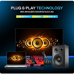 SoundBeast Wireless Karaoke & PA Mixer System - Includes 2 Wireless Microphones & 1 Mini Mixer - Bluetooth, Aux, Optical Input - Optical & Aux Output