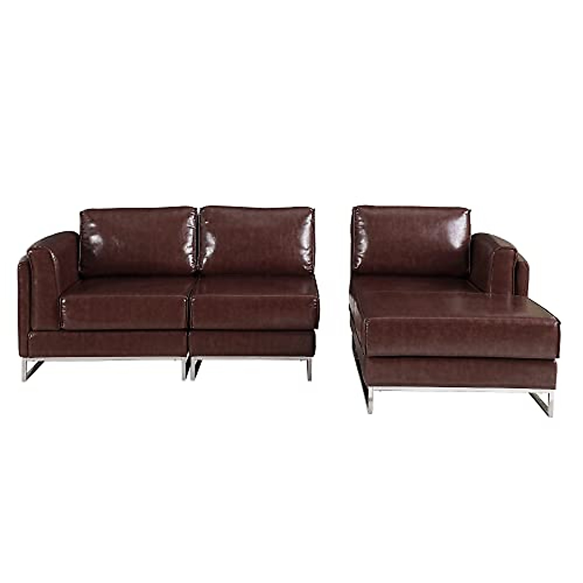 Farati Luxury Sectional Couch L-Shape Leather Sofa with Right Chaise, PU Leather Modern Solid Wood Frame Couch for Living Room