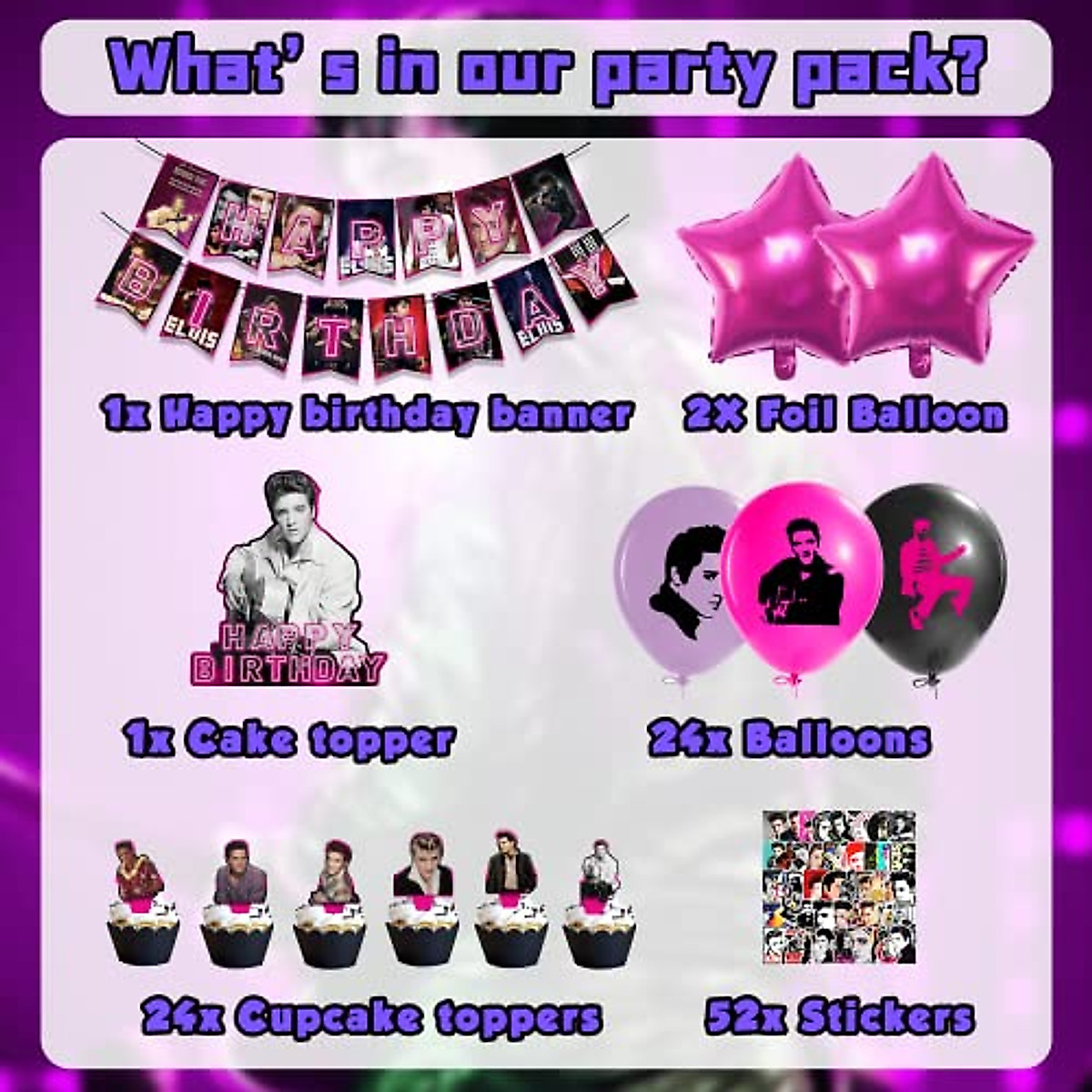 Rock Party Decorations Rock Singer Birthday Party Supplies Includes Banner, Cake Topper, Cupcake Toppers, Balloons, Rock Themed Party for Boys and Girls
