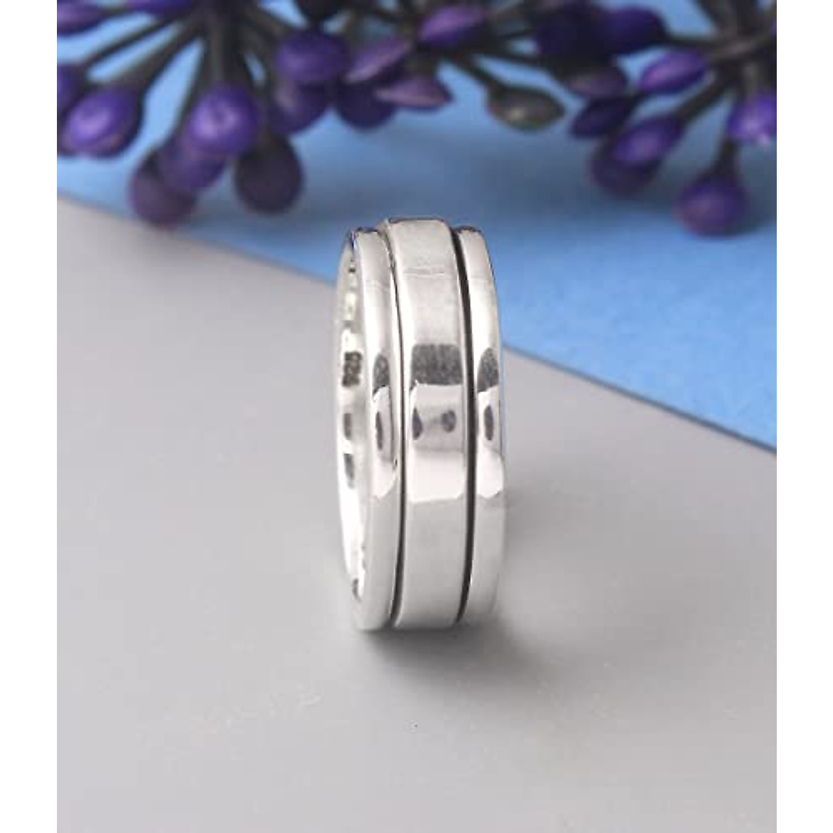 Solid Sterling Silver Spinner Band Ring Spin Jewelry (8)