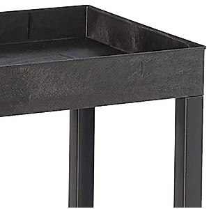 Offex 32" x 18" Mobile Multipurpose Utility Tub Cart with 2 Shelves and Push Handle - Black, Great for Warehouse, Garage and More