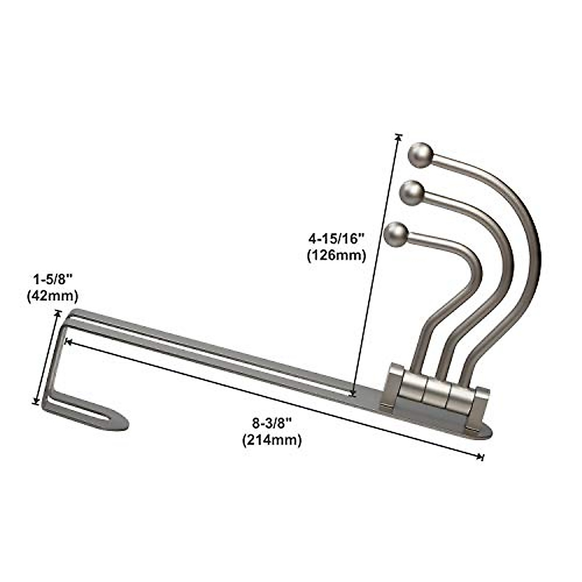 Rok Hardware Pearly Grey Over The Door 3 Prong Closet Coat Sweater Hat Tie Clothes Towel Swivel Hook Hanger ROKOTDHMN (2 Pack)