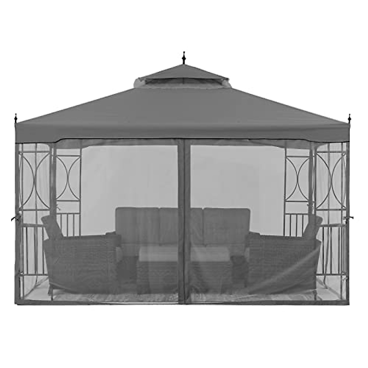 ABCCANOPY Patio Outdoor Gazebo 10X12 - Gazebo Canopy with Netting and Corner Frame Screen Wall for Backyard,Garden Gazebo Lawn (Dark Grey)