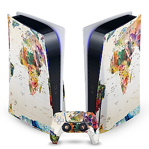 Head Case Designs Officially Licensed Mark Ashkenazi Map of The World Art Mix Vinyl Faceplate Sticker Gaming Skin Case Cover Compatible with Sony Playstation 5 PS5 Disc Console & DualSense Controller
