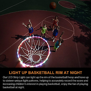 Waybelive LED Basketball Hoop Lights, Remote Control Basketball Rim LED Light, 16 Color Change by Yourself, Waterproof, Super Bright to Play at Night Outdoors, Good Gift for Kids