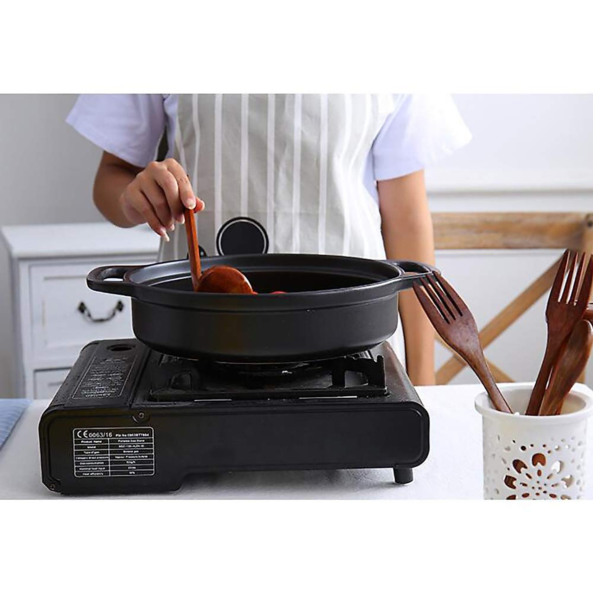 WJXBoos Ceramic Casserole Steamer Braiser Pan Healthy Saucepan Earthen Pot for Braising Slow Cooking,Moroccan Tagine Pot with Lid Yellow 1.3quart