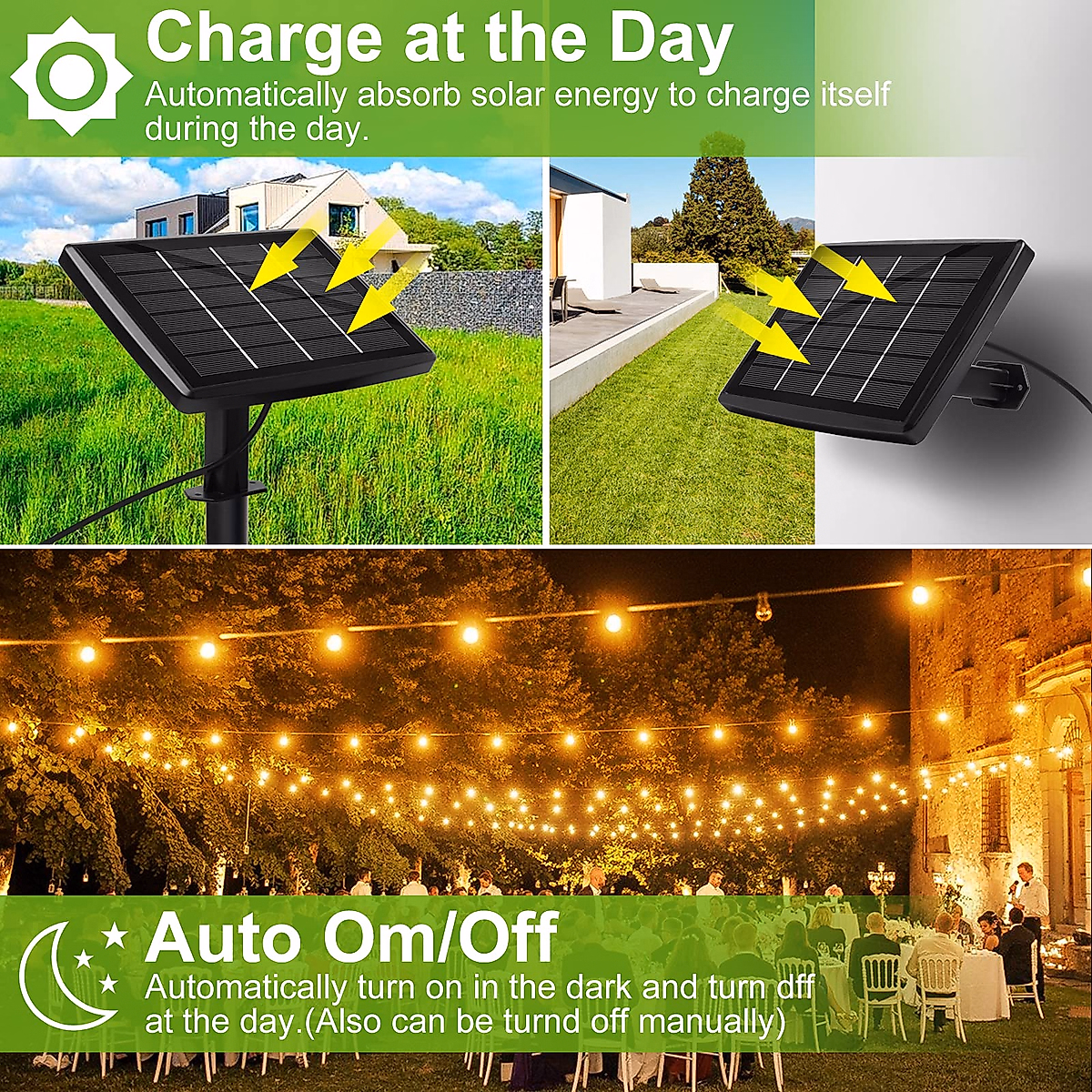 Baxstel Solar Lights Outdoor String Lights 40 Ft