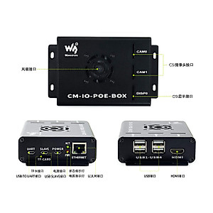 TOP1 CM-IO-POE-Box Compute Module Mini-Computer with Compute Module PoE Board Based On Raspberry Pi Compute Module CM3/3+ Series Support 2 CSI Cameras PoE Power Over Ethernet