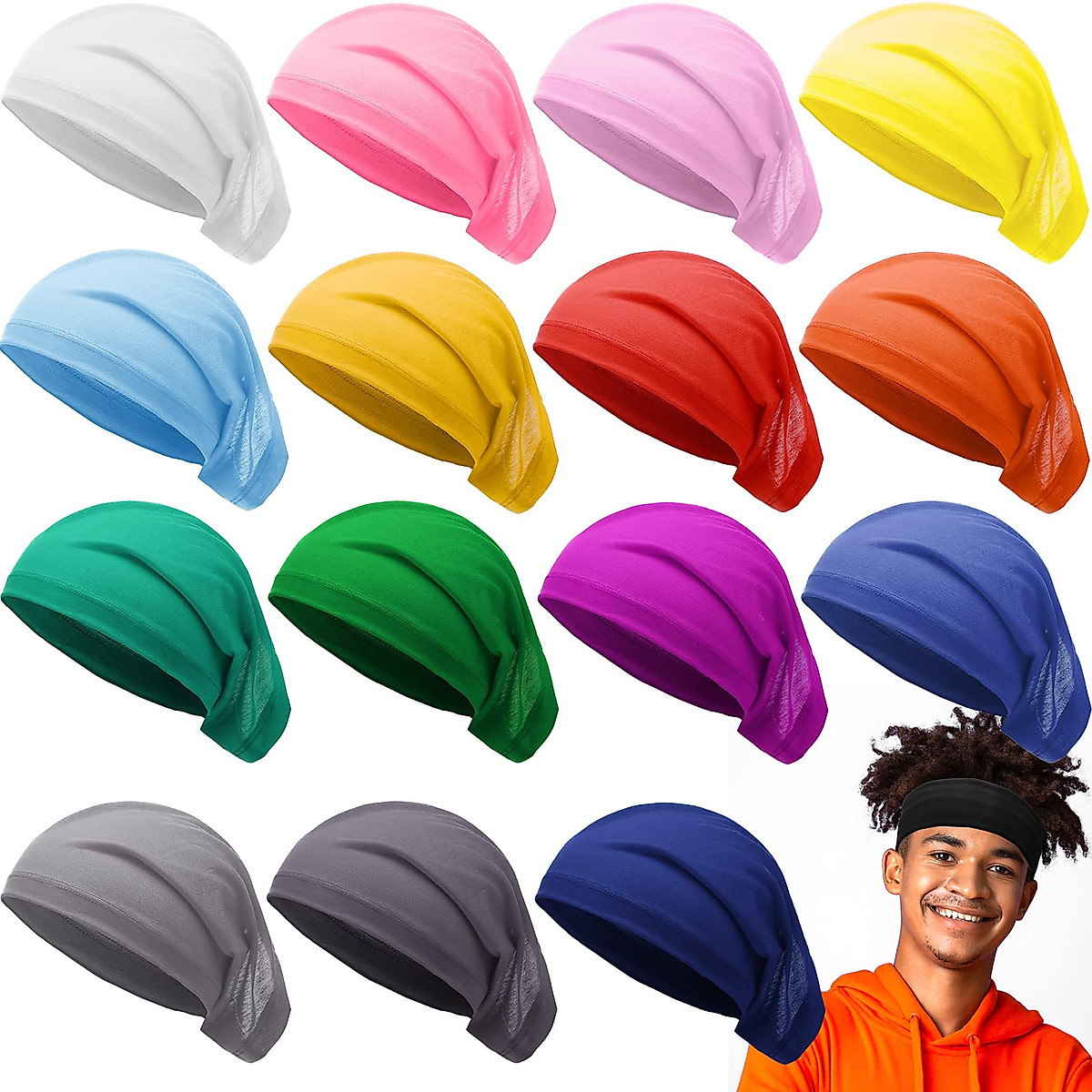 16 Pieces Unisex Dreadlock Cap Spandex Loc Elastic Dread Durag Tube Dread Cap Long Dreadlock Hair Cover for Men Women