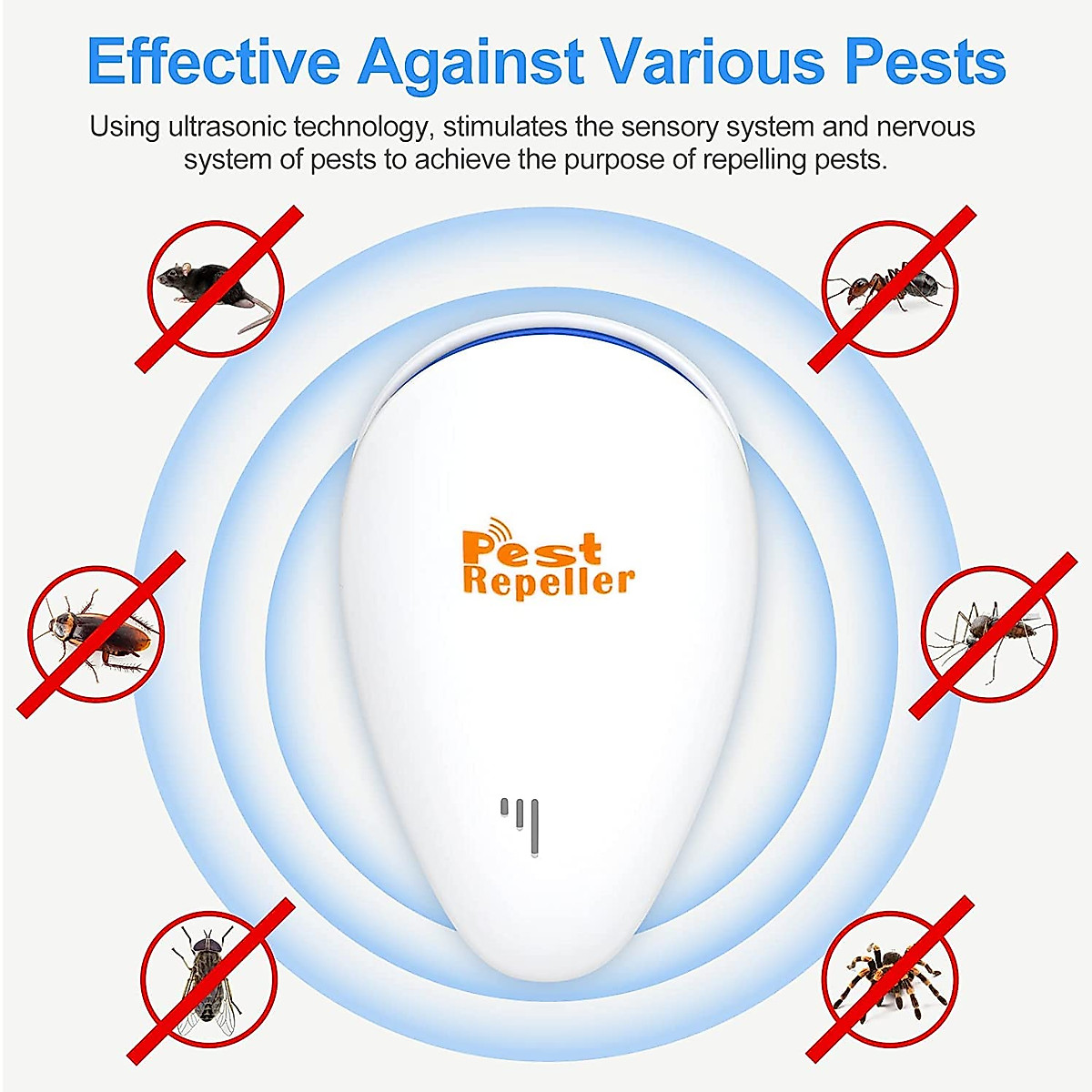 Ultrasonic Pest Repeller - 6 Pack, Electronic Mouse Repellent, Indoor Rodent Repellent，Rat Repellent Plug in，Insect Repellent，Pest Control for Mosquitoes，Ants，Mice，Squirrel,Fly，Cockroaches