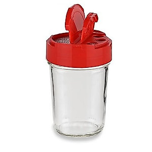 Nakpunar 6 pcs Red Shaker & Pour Spice Caps for Mason Jars with Hot Freshness Seal Lid