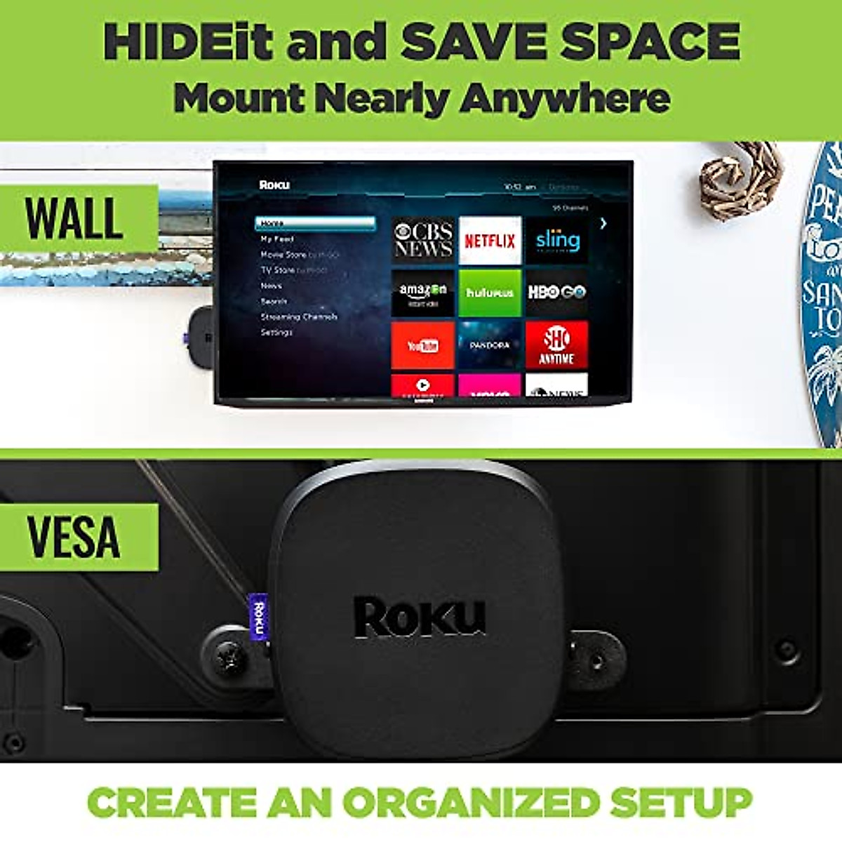 HIDEit Mounts R6 Mount for Roku Ultra (Released After September 2020) - Made in USA Mount Works with Roku Ultra - Compatible with Roku Ultra 2020, Roku Ultra 2021, and Roku Ultra 2022