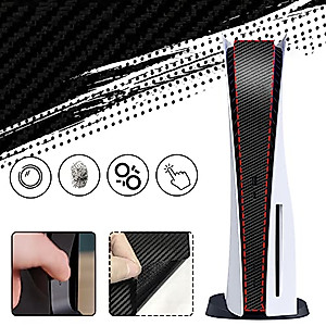 Middle Strip Sticker, Integral PS5 Disk Version Host Console Center Part Protection Strip Film Accessories Durable Scratch Resistant (Carbon Black)