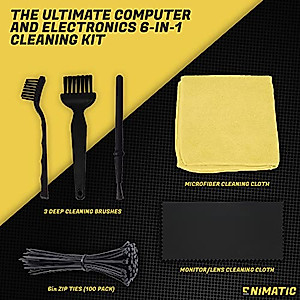 Enimatic 6-in-1 Professional PC Cleaning Kit | Computer Cleaning Kit to Clean Up Computer Hardware & Fans | Desktops, PCs, Fans, & Laptop Cleaning Kit