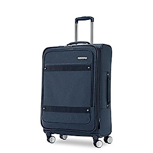 AMERICAN TOURISTER Whim Softside Expandable Luggage, Navy Blue, Medium Spinner