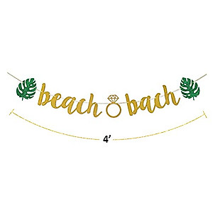 Beach & Bach Banner Sign Garland Pre-Strung for Beach Bachelorette Party Hawaiian Luau Summer Tropical Bach Party Decorations