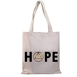 BDPWSS Sobriety Tote Bag Sobriety Addiction Gift AA Alcohol Anonymous Recovery Gift 12 Step Hope Canvas Shoulder Bag (Sobriety hope TG)