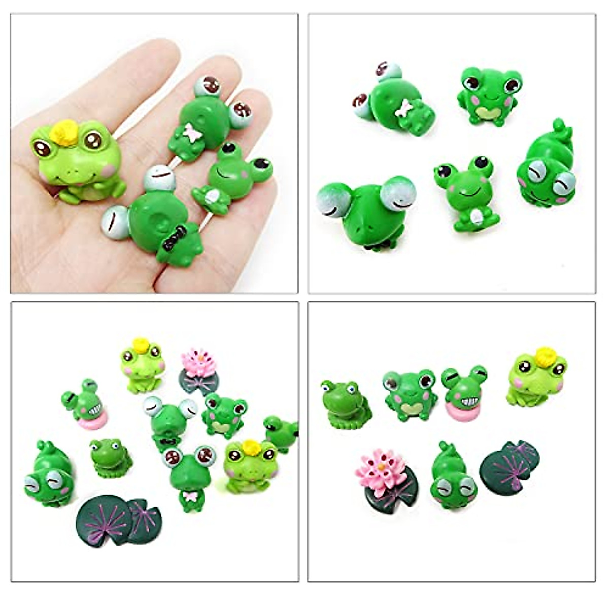 HONBAY 11PCS Resin Frog Miniature Figurines Cute Frog Cake Topper Mini Frog Animals Model Moss Landscape Terrarium Crafts for Garden Home Decoration (11 Styles)