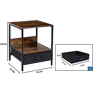 HIGOH Bedside Table Nightstand with Fabric DrawerBedside Furniture End Table Dresser for Bedroom Living Room Sofa Couch, Hall, Easy Assembly