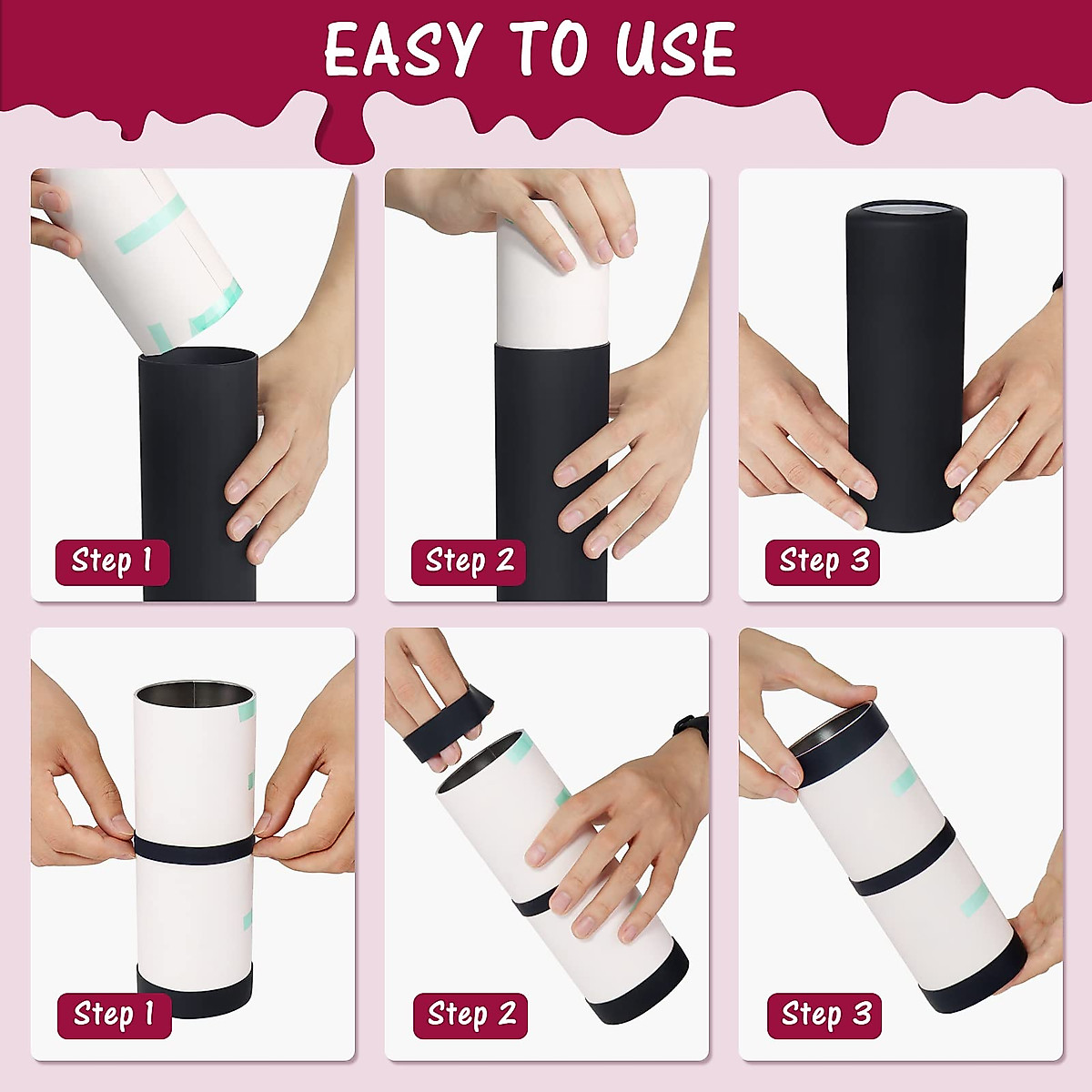 Mocaru Sublimation Blanks Tumblers Silicone Bands Kit for 20 oz Skinny Straight Cups Mugs Shrink Wrap with Heat Resistant Gloves Silicone Sleeve for Tumbler Heat Press Machine or Oven