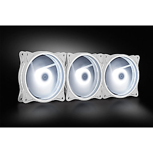 120mm Computer PC Cooling Fan White LED Game Case Cooler Fan Quiet 12V Computer PC Fan with Triple Light Loop 3-Pack