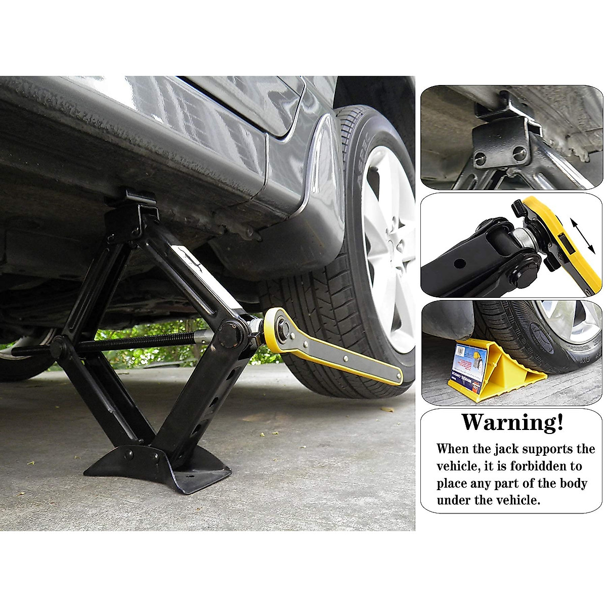 TENFUN Scissor Jack 1.5 Ton(3,307 lbs) Car Jack with The Saving Strength Ratcheting Handle