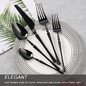 HDZINS 20-Piece Flatware Set Stainless Steel 18/10 Silverware Cutlery Set Service for 4, Tableware Cutlery Set for Home and Restaurant, Dishwasher Safe (Black)