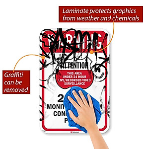 SmartSign - K-8369-HI-12x18 Attention - 24 Hr. Monitored Alarm Connected To Police Sign By | 12" x 18" 3M High Intensity Grade Reflective Aluminum 3M Hi Intensity Grade Reflective Aluminum