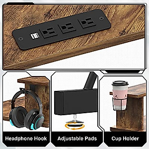 Mr IRONSTONE L Shaped Desk with Power Outlet 50" Computer Desk with Large Monitor Stand, Corner Desk Home Office Workstation Desks, Modern Simple Style Writing Table Desk