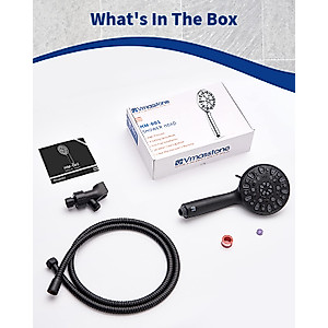 High Pressure Handheld Shower Head VMASSTONE 7-Spray Setting Showerhead Kit with 59" Stainless Steel Hose and Adjustable Mount for Showering Enjoyment Even at Low Water Flow (HM-002 Matte Black)